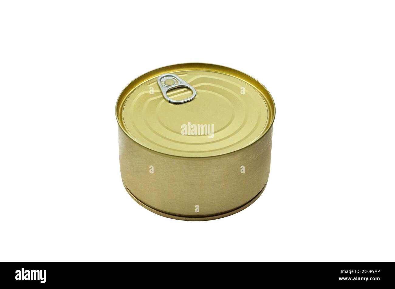 High angle view of metal food can isolated on white. Canned food Stock ...