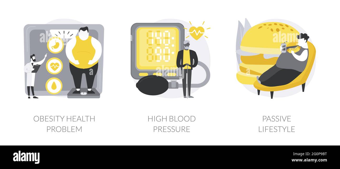 Inactive lifestyle problems abstract concept vector illustrations Stock ...