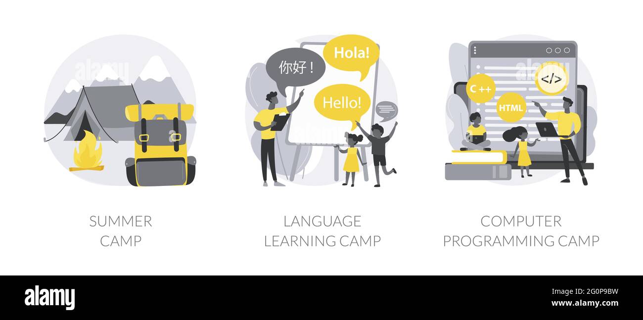 Summer camp abstract concept vector illustrations Stock Vector Image ...