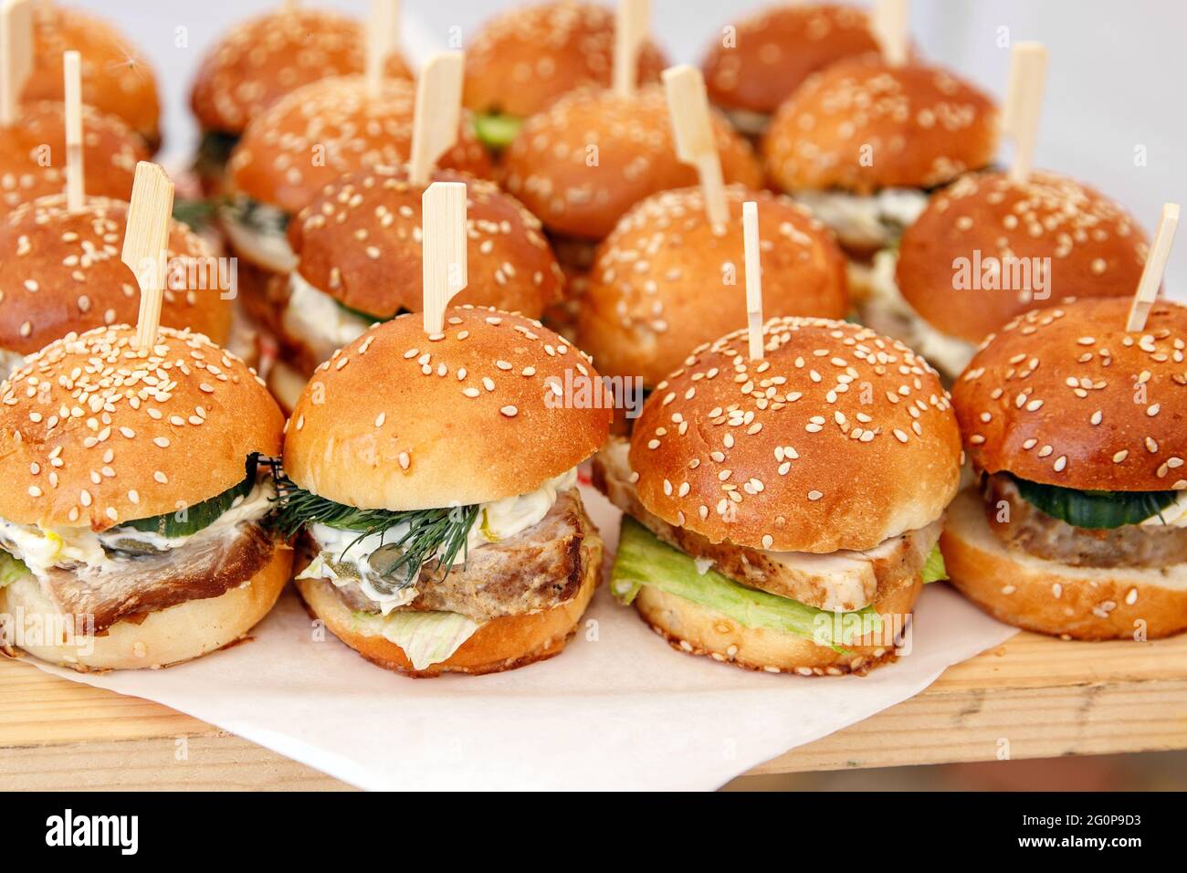Small burgers and party hi-res stock photography and images - Alamy