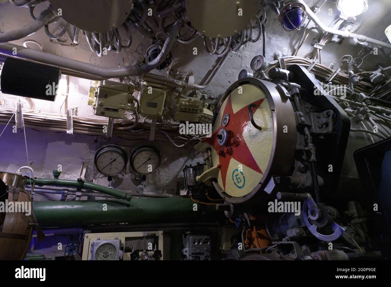 Interior of old Russian Soviet submarine. Kaliningrad Stock Photo - Alamy