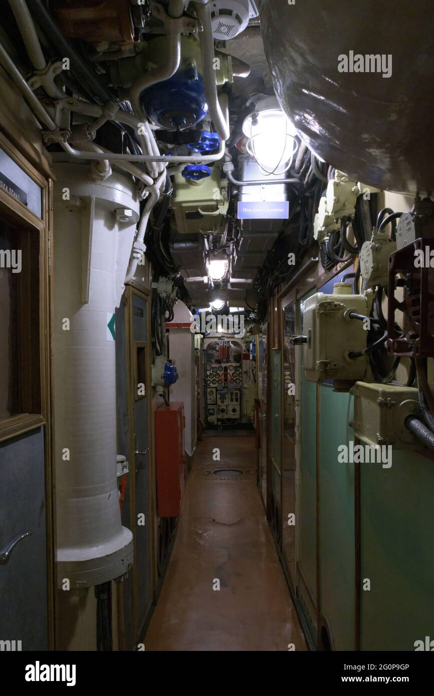Interior of old Russian Soviet submarine. Kaliningrad Stock Photo - Alamy