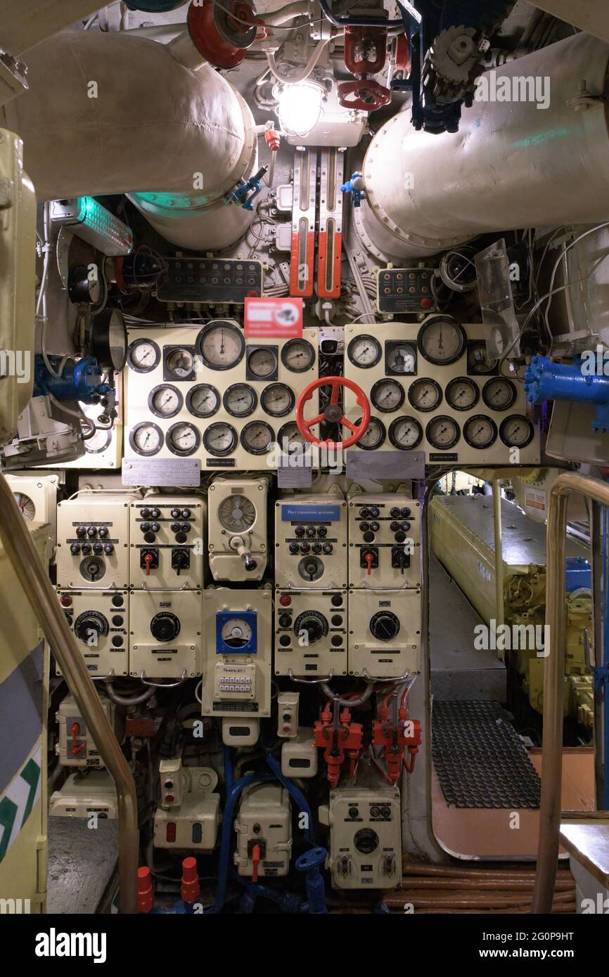 Interior of old Russian Soviet submarine. Kaliningrad Stock Photo - Alamy
