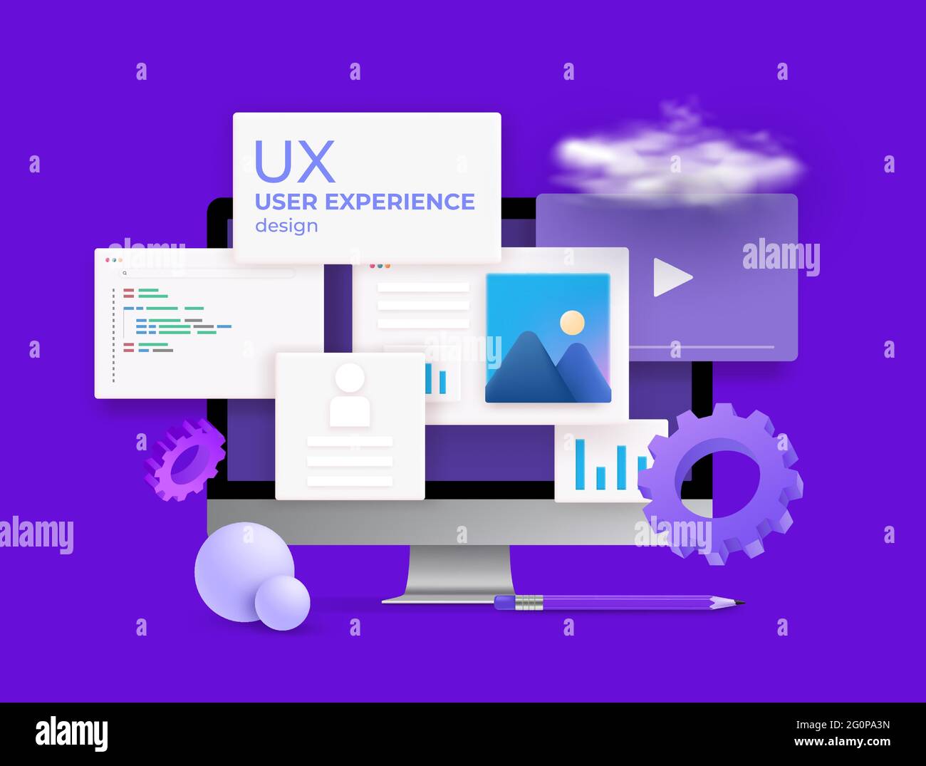 3D Web Vector Illustrations. Mail service concept. Computer with open pages Stock Vector Image ...