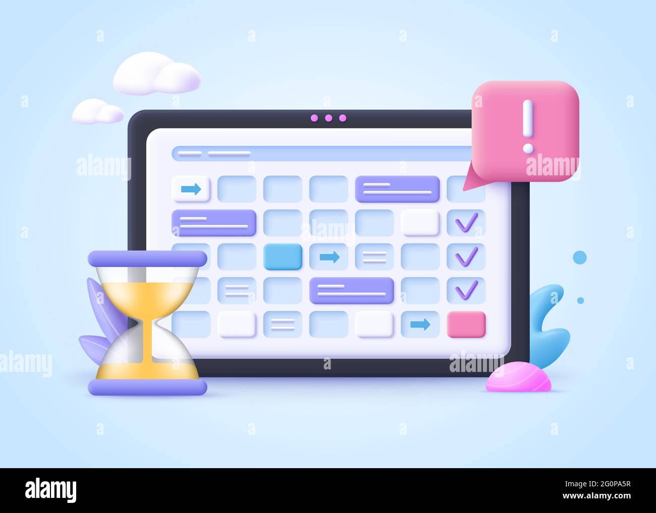 Concept of Deadline - Management and Productivity. 3d realistic vector ...