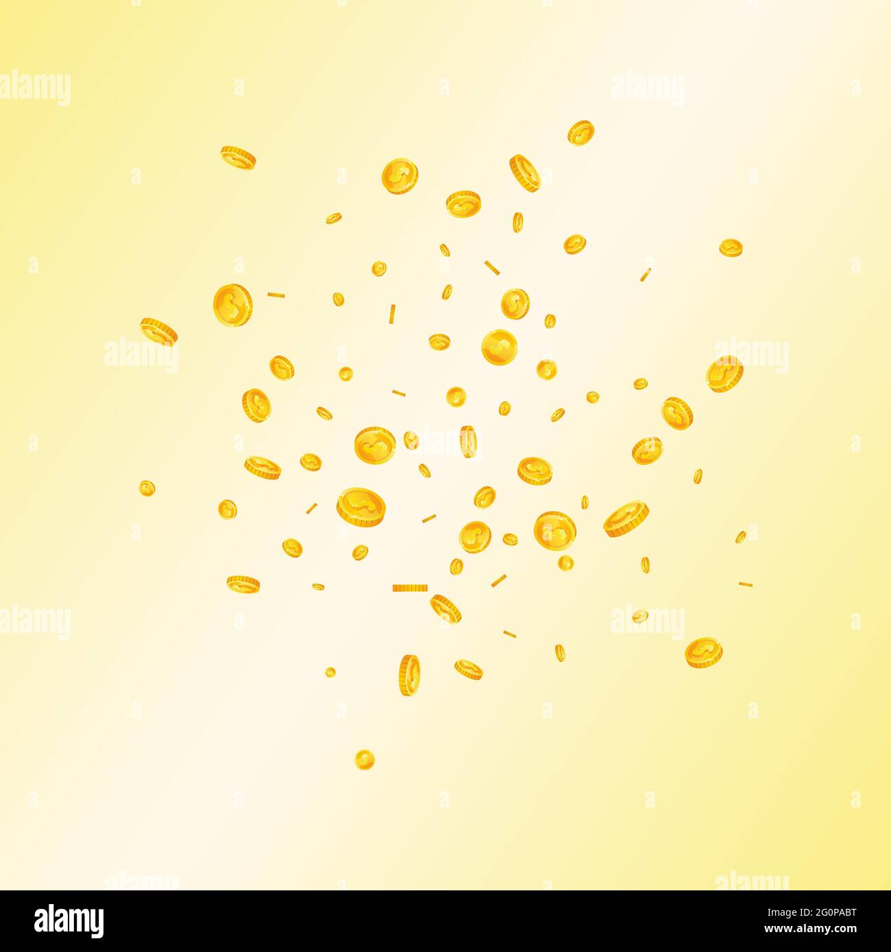 American dollar coins falling. Amazing scattered USD coins. USA money ...