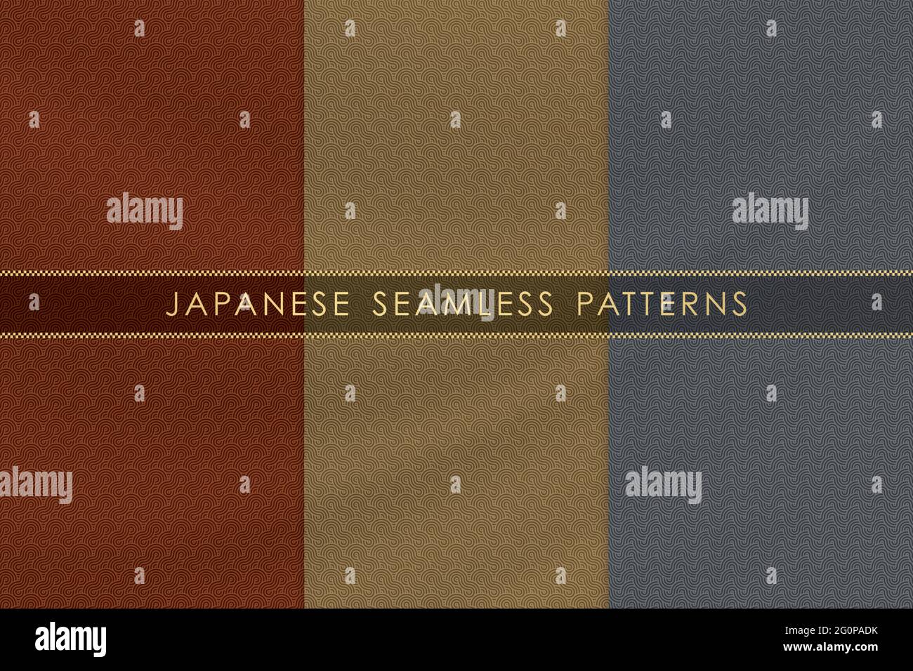 Set of japanese seamless pattern traditional with silk fabric texture ...