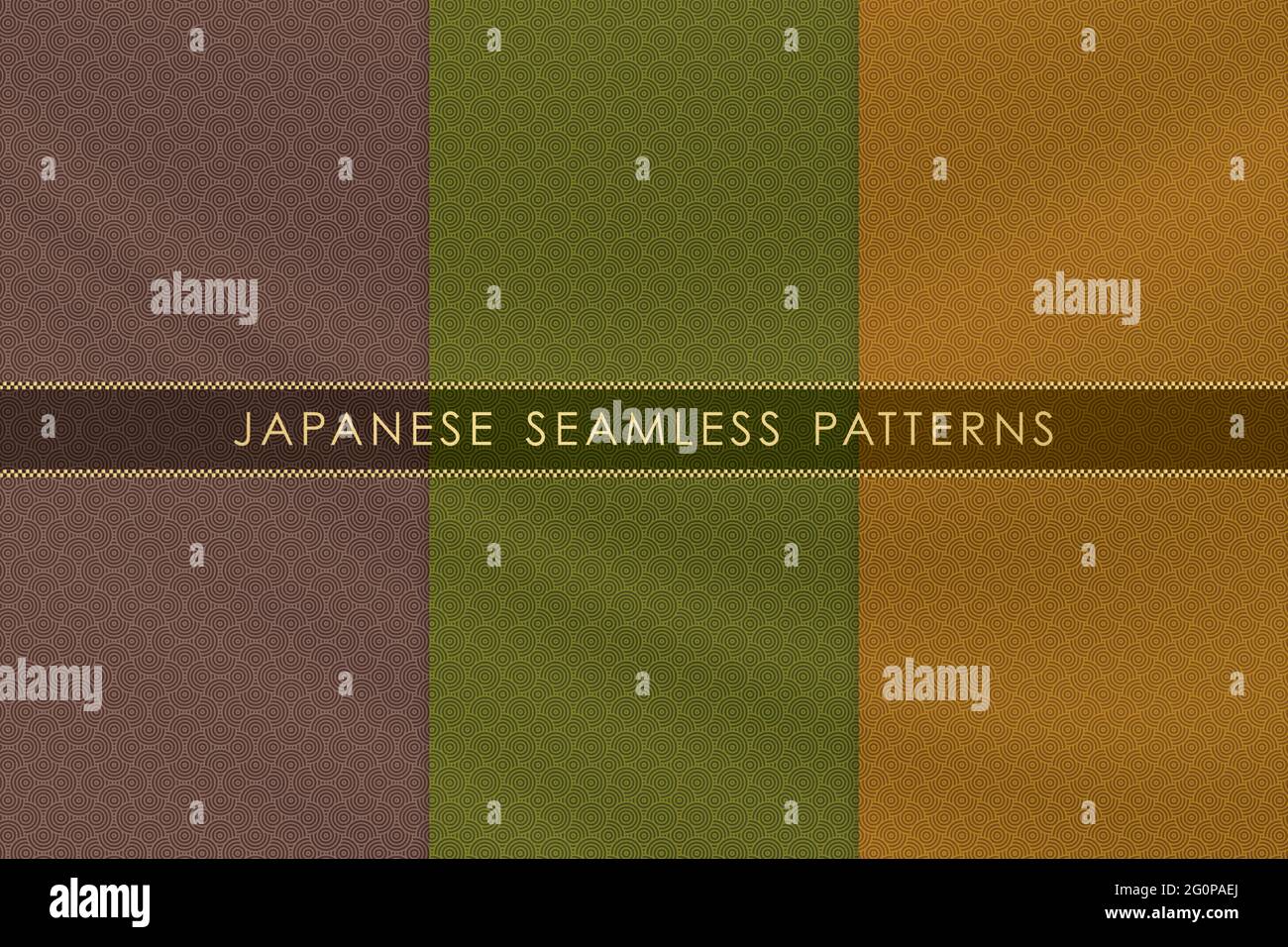 Set of japanese seamless pattern traditional with silk fabric texture ...
