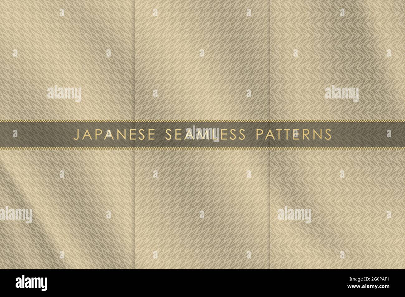 Set of japanese seamless pattern traditional with silk fabric texture ...
