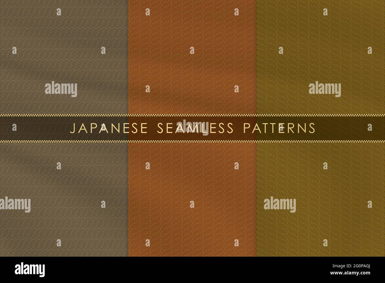 Set of japanese seamless pattern traditional with silk fabric texture ...