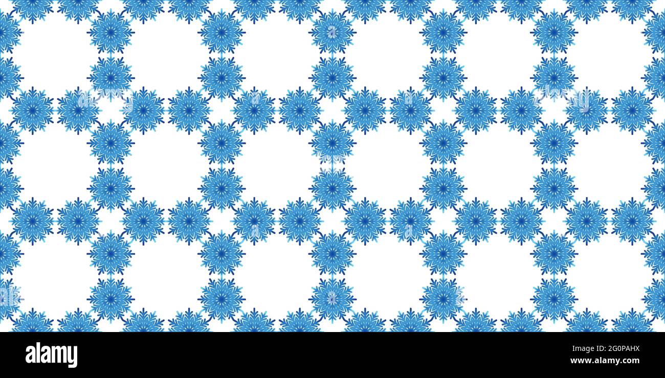 Winter seamless pattern with blue snowflakes on white background ...