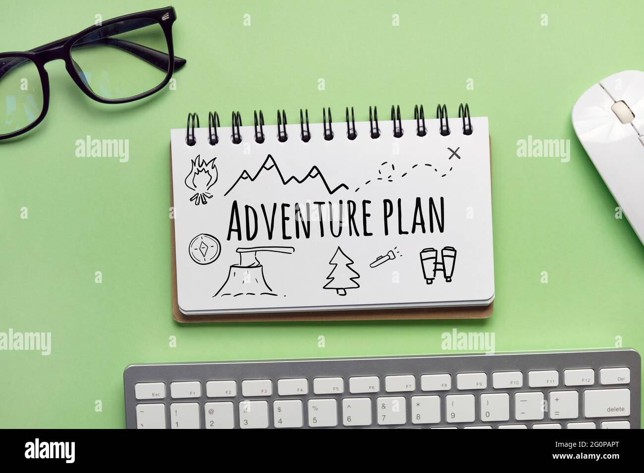 Adventure plan hand drawn on a notebook Stock Photo - Alamy
