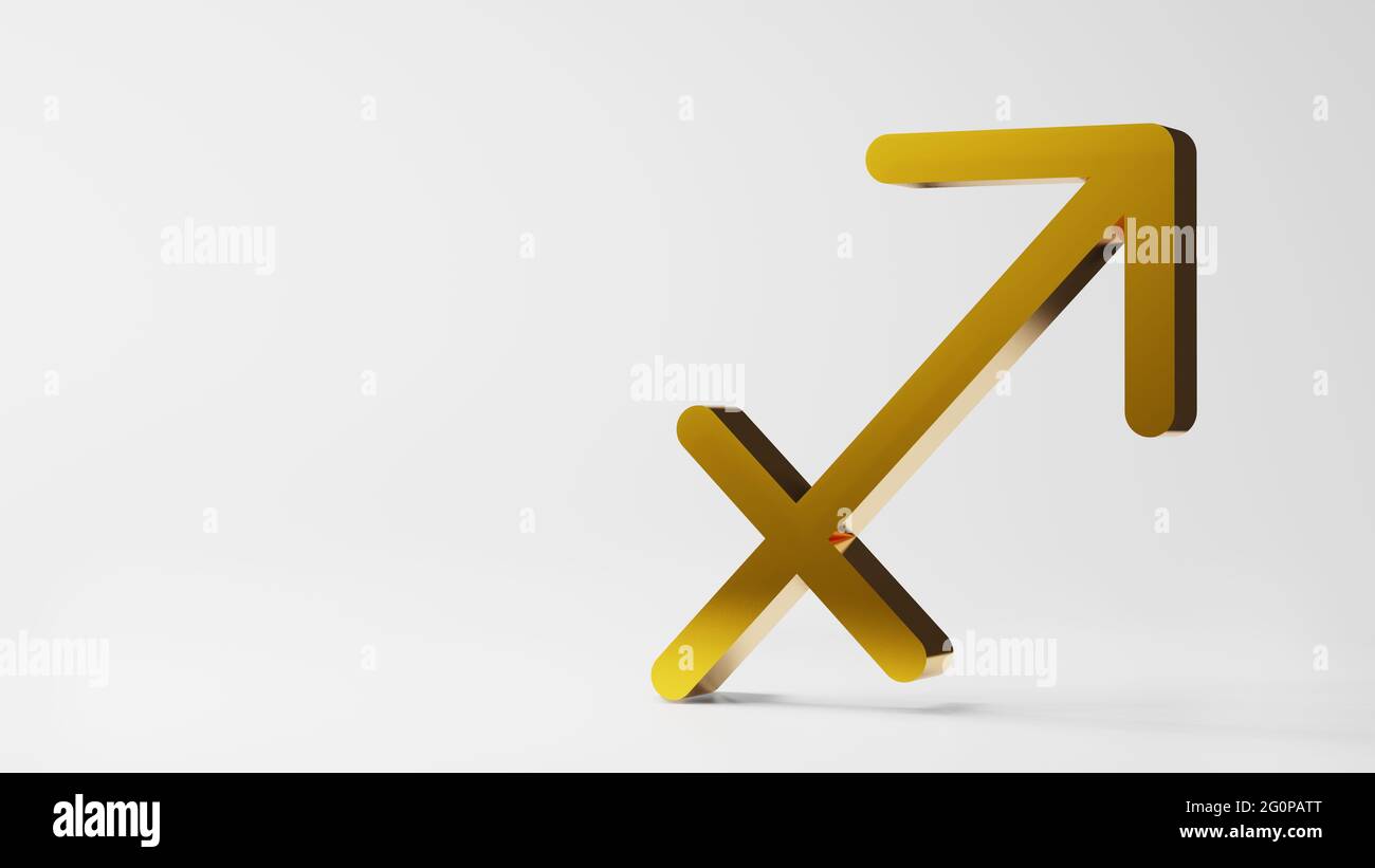 zodiac symbol SAGITTARIUS signs gold on white background 3D rendering ...