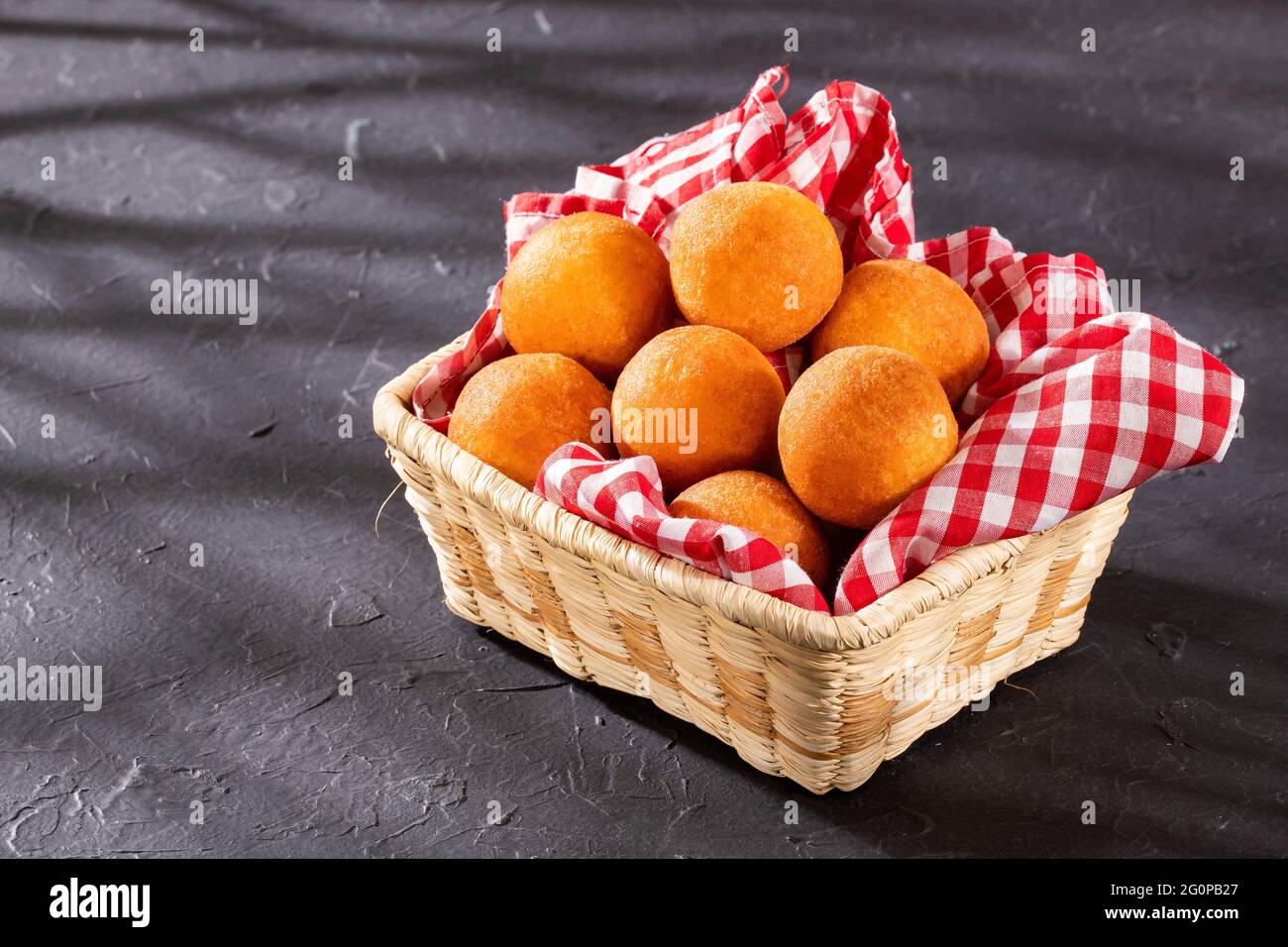 Traditional Colombian buñuelos (Deep Fried Cheese Bread) Text space ...