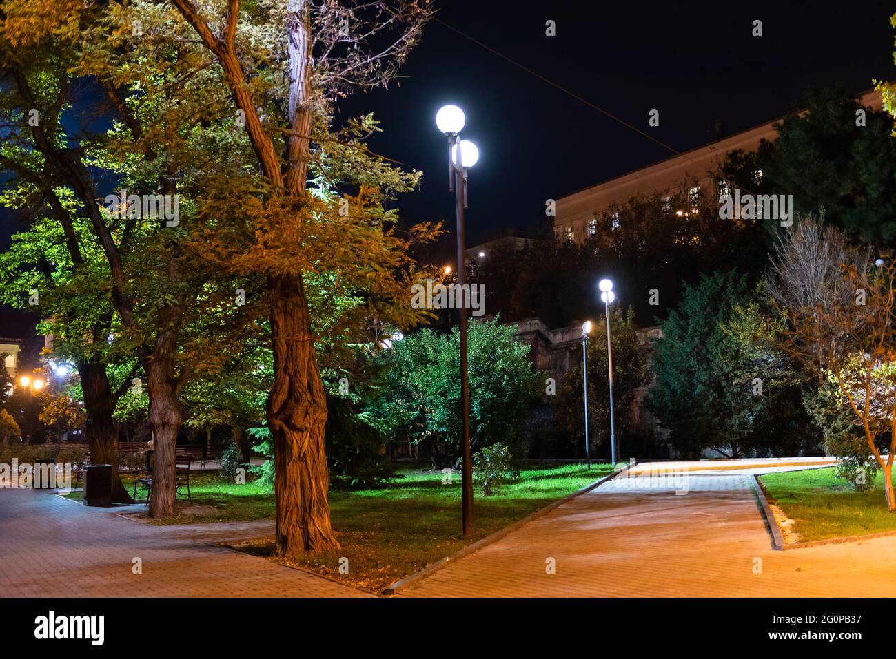 Sevastopol. Crimea. Winter 2021. Night City. Catherine Square with ...