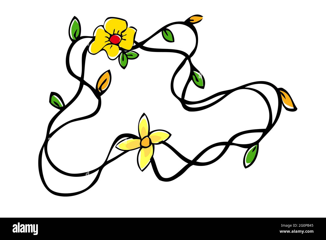 Hand Draw Sketch Vector, abstract shape, branch with leaf and flower ...