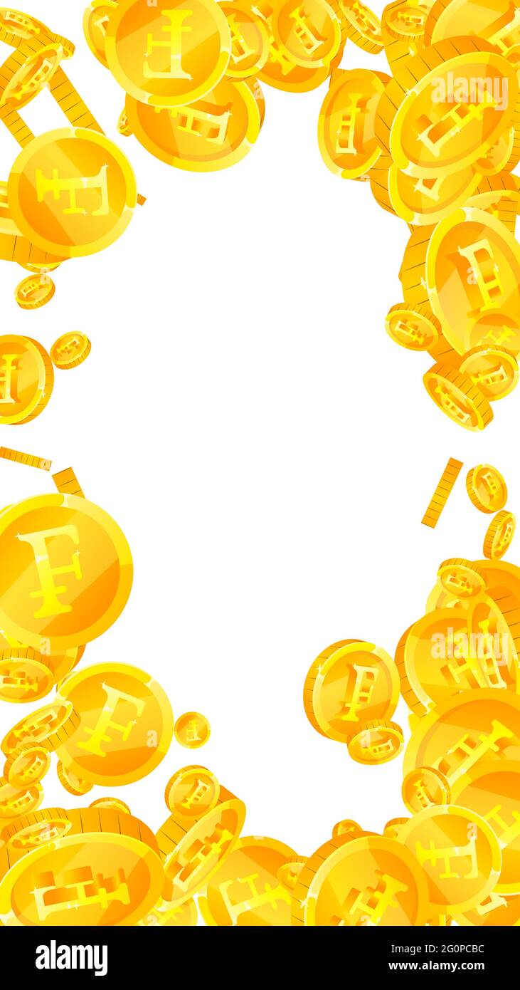 Swiss franc coins falling. Authentic scattered CHF coins. Switzerland ...