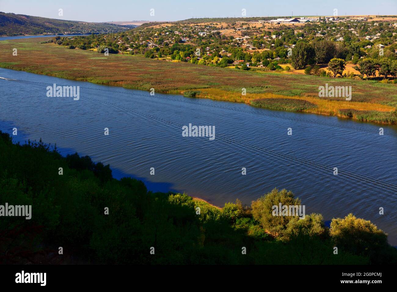Dnister River Scenery in Moldova . Village situated at the Riverside ...