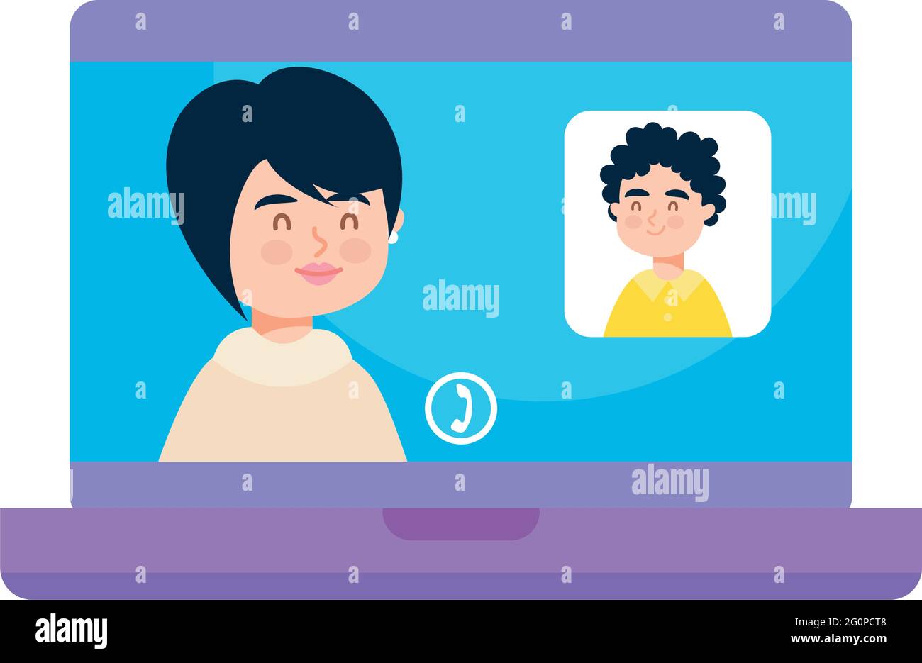 computer with video call design Stock Vector Image & Art - Alamy