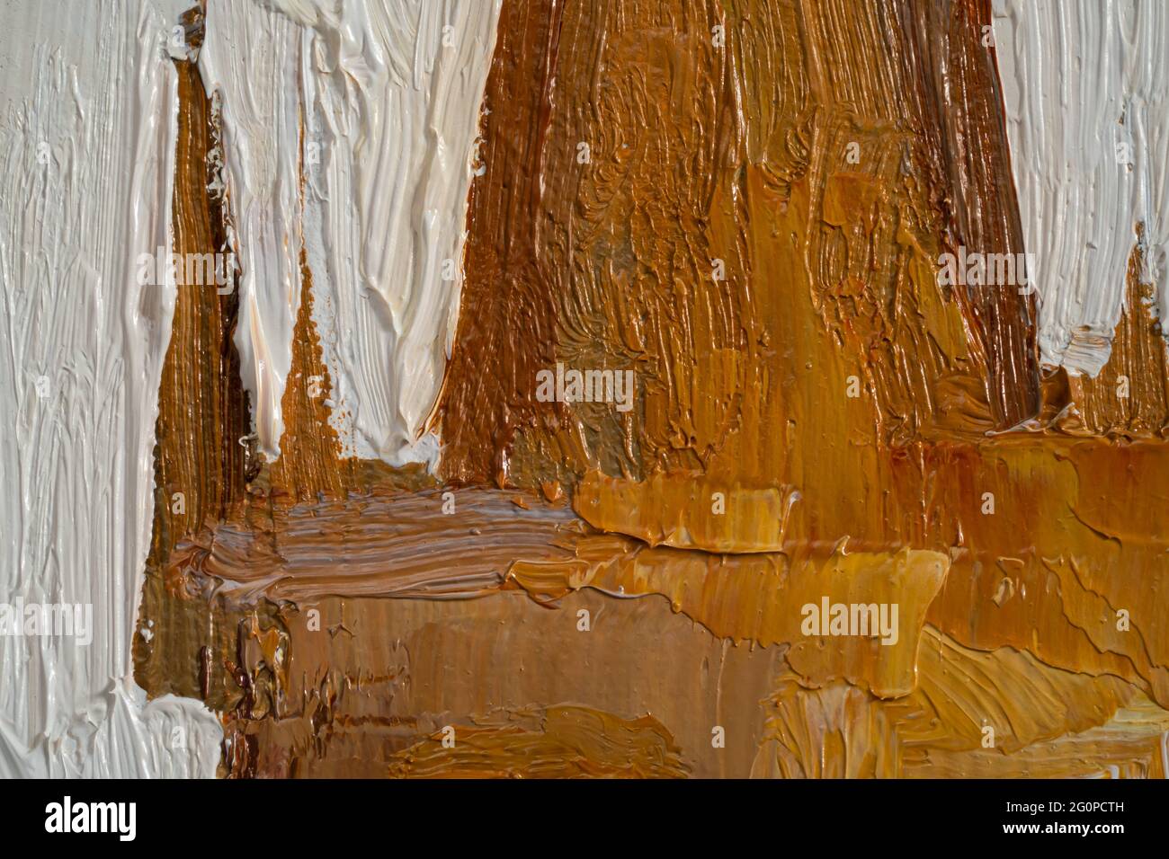 Embossed pasty oil paints and reliefs. Primary colors: brown, ocher ...