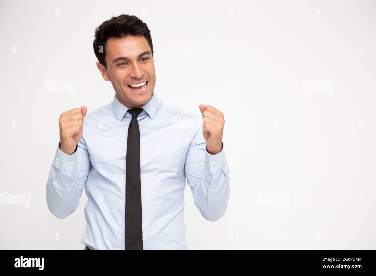 Businessman with surprise and shocked facial expression over white ...