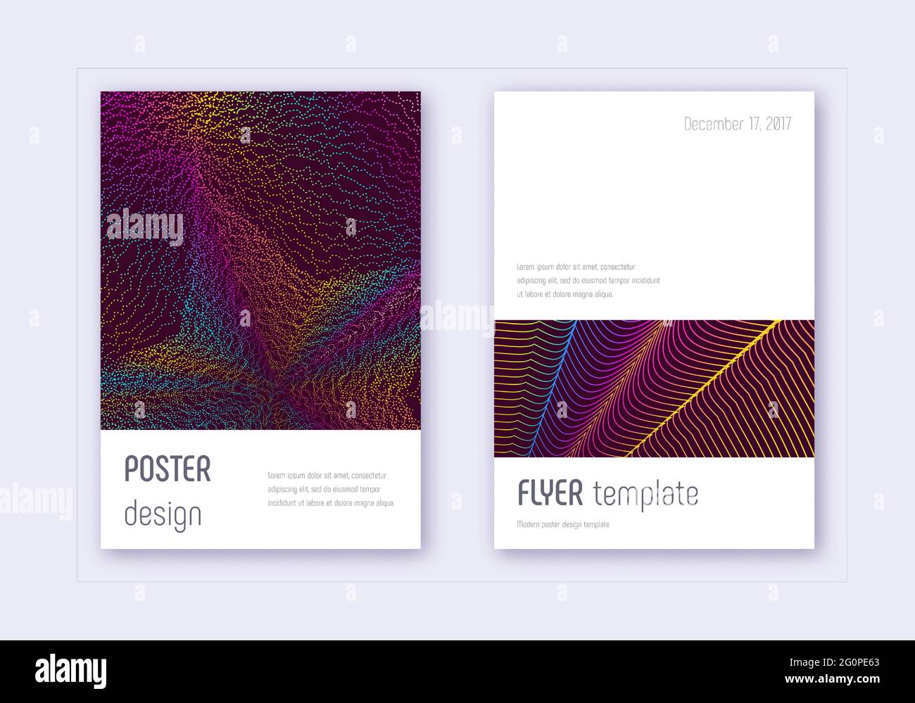 Minimalistic cover design template set. Rainbow abstract lines on wine ...