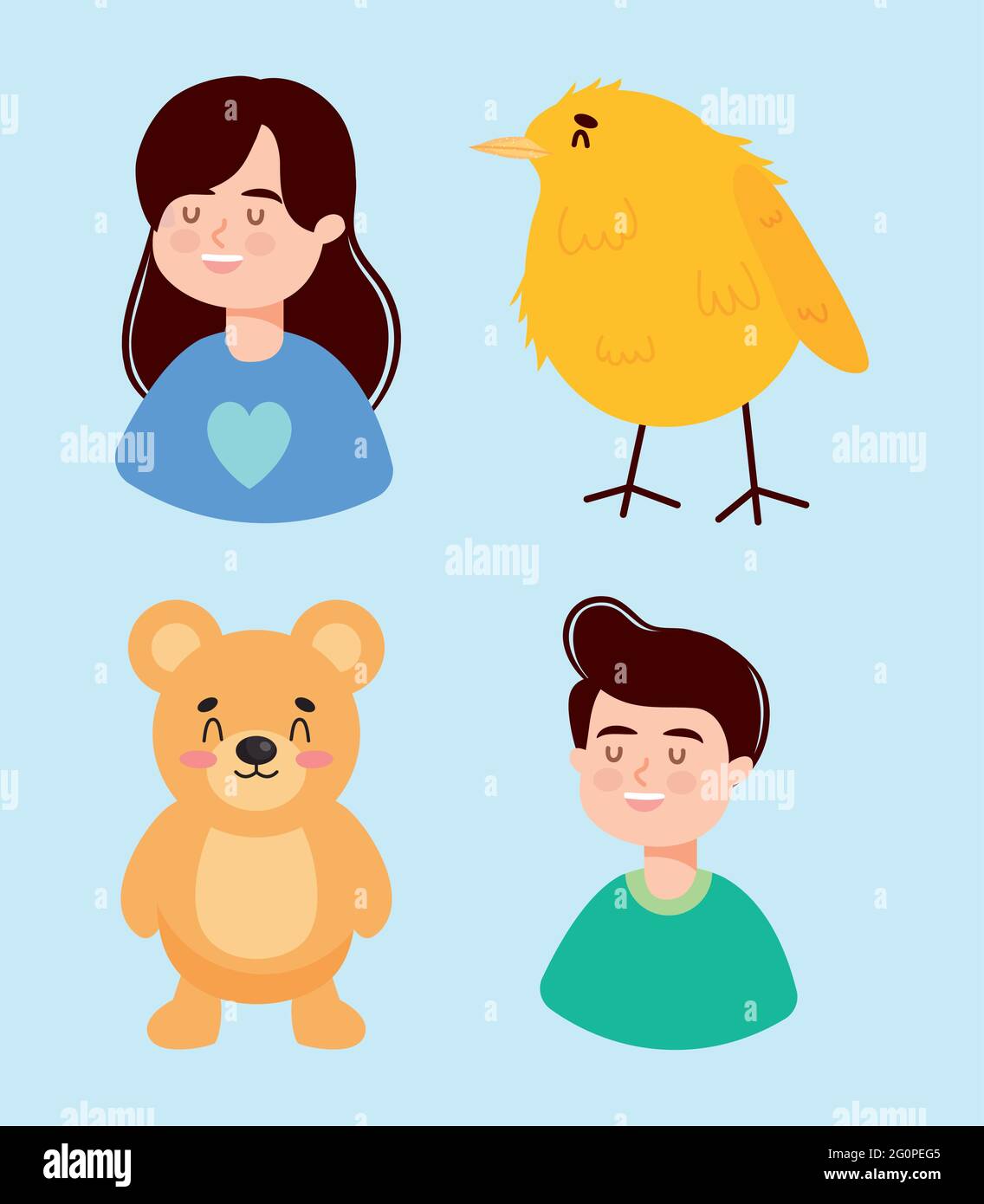 cute animals and people set Stock Vector Image & Art - Alamy