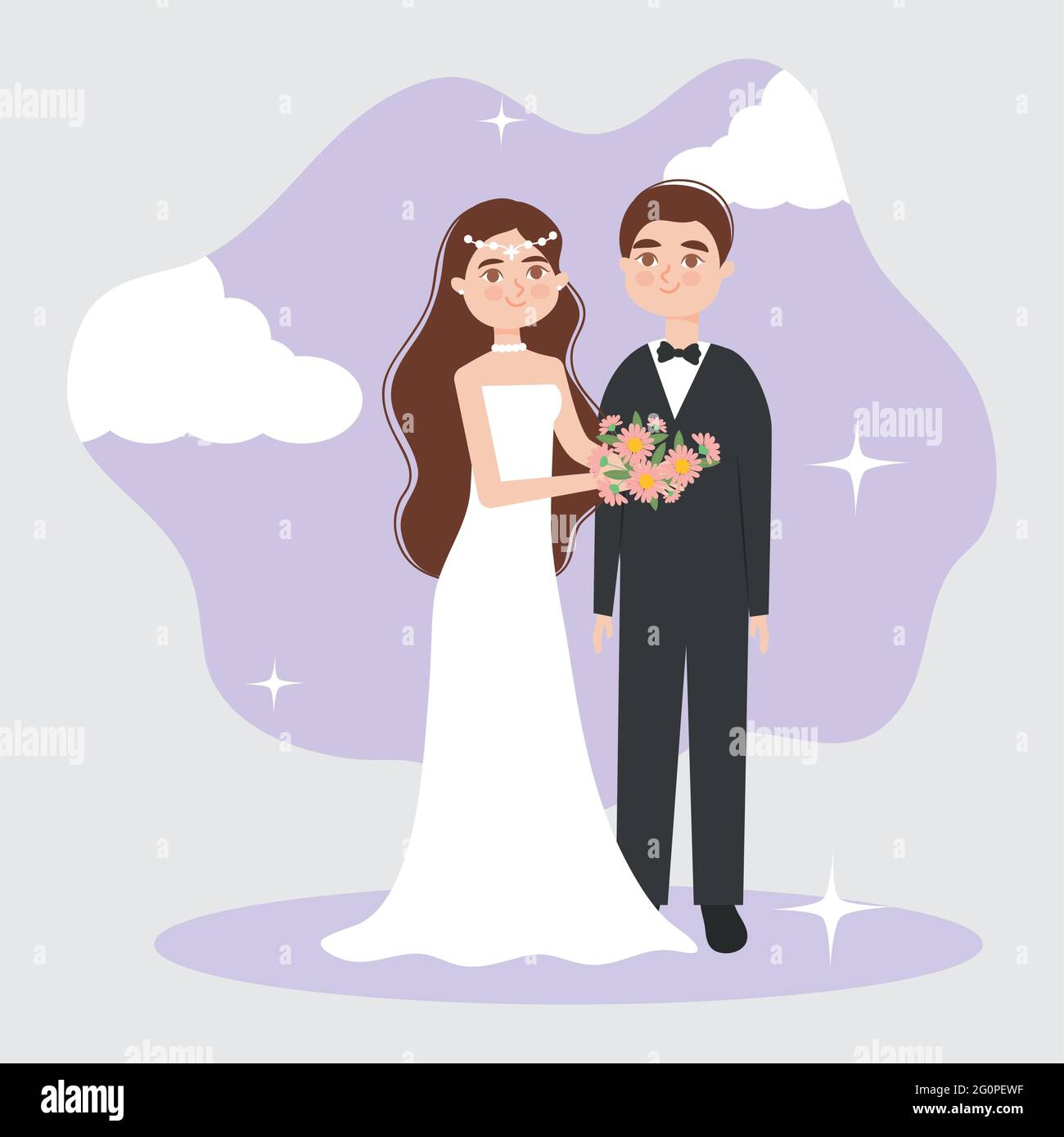Cheerful wedding couple on Stock Vector Images - Alamy