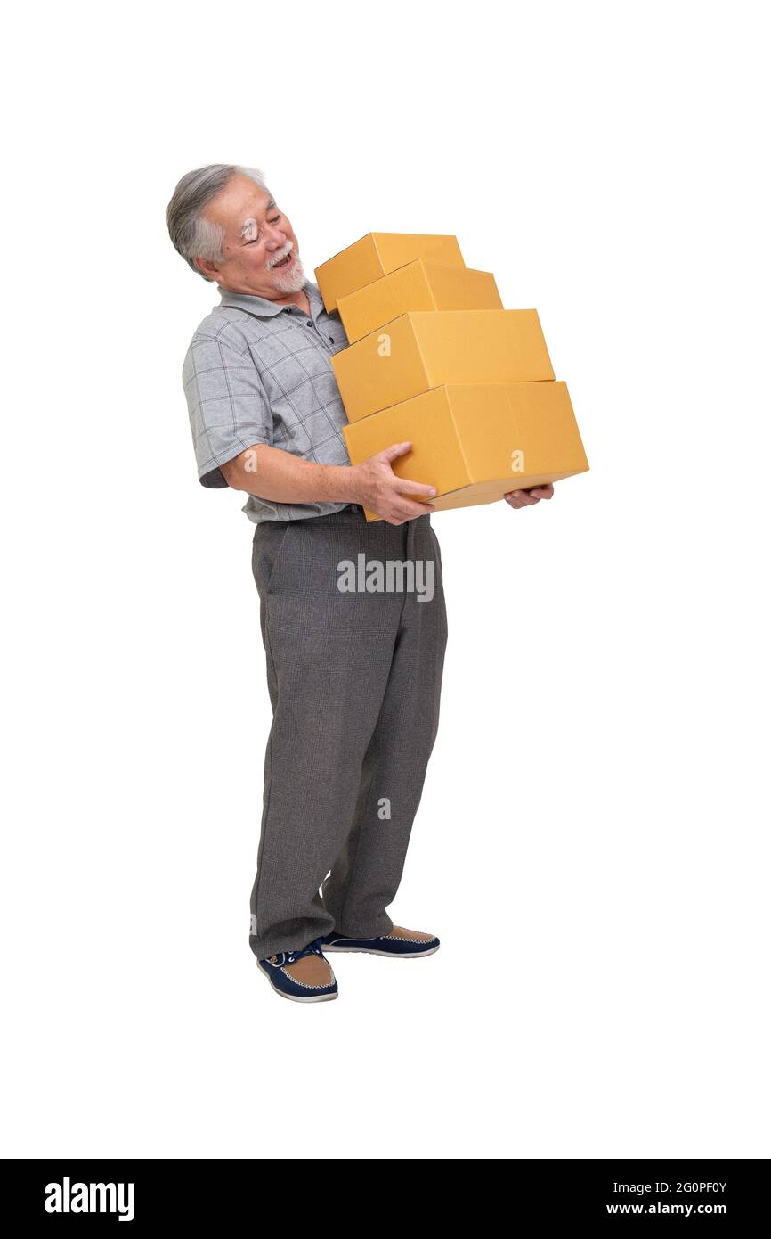 Asian man packing boxes hi-res stock photography and images - Alamy