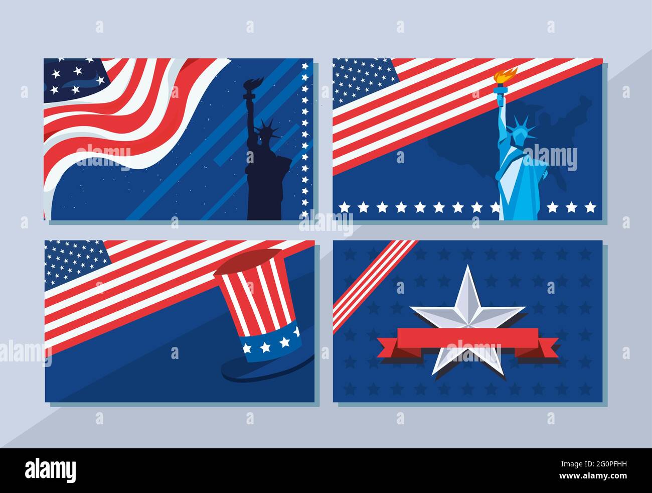 Usa and independence day posters collection Stock Vector Image & Art ...