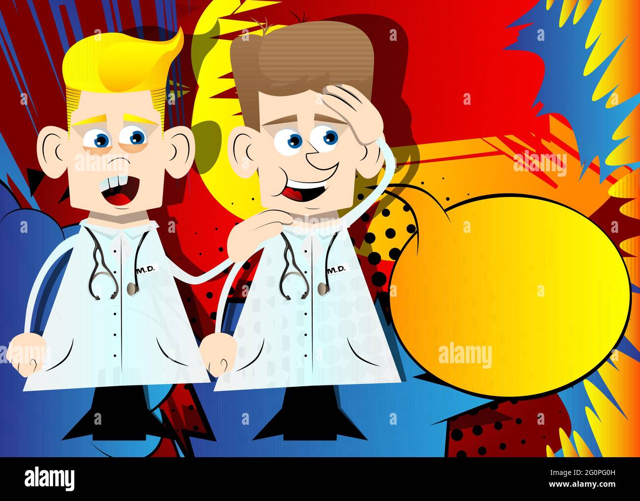 Cartoon concerned doctor illustration hi-res stock photography and ...