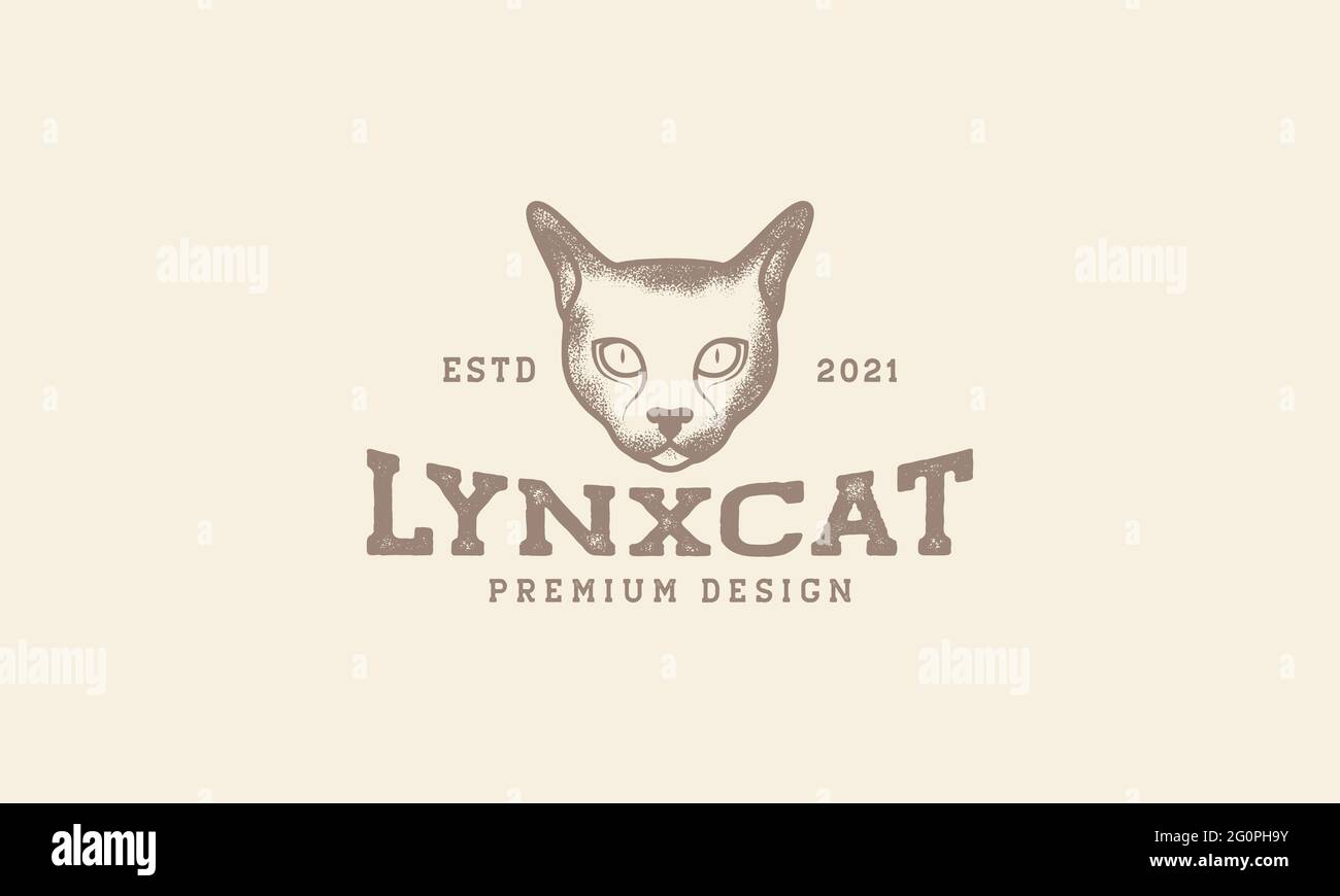 vintage head animal sphynx cat logo vector symbol icon design graphic ...