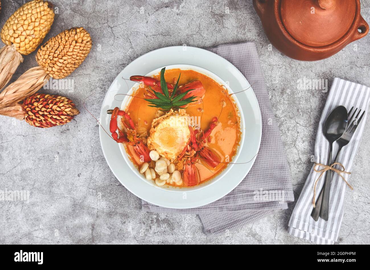 Peruvian Food: Prawns soup, called "Chupe de Camarones", top view ...