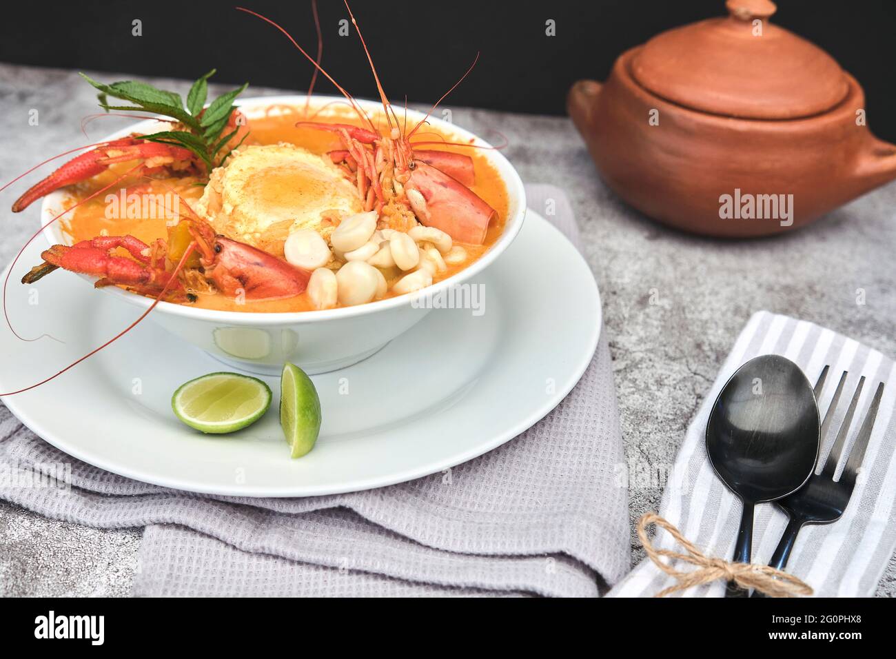 Peruvian Food: Prawns soup, called "Chupe de Camarones", top view ...