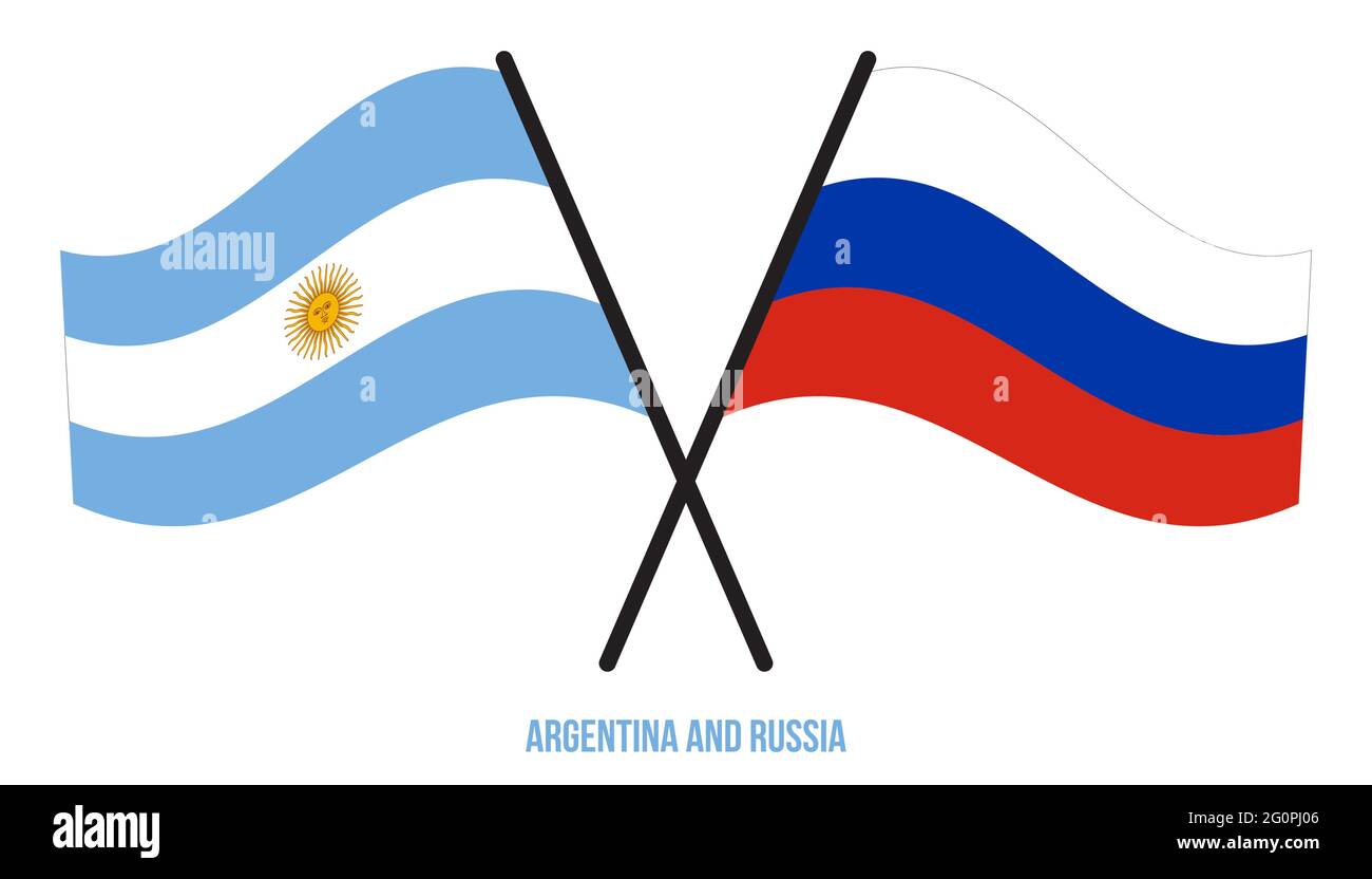 Argentina and Russia Flags Crossed And Waving Flat Style. Official ...