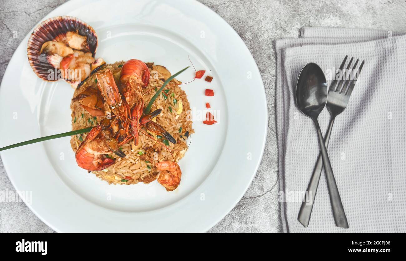 Peruvian food: called "Arroz chaufa" with seafood, fried rice, shrimp ...