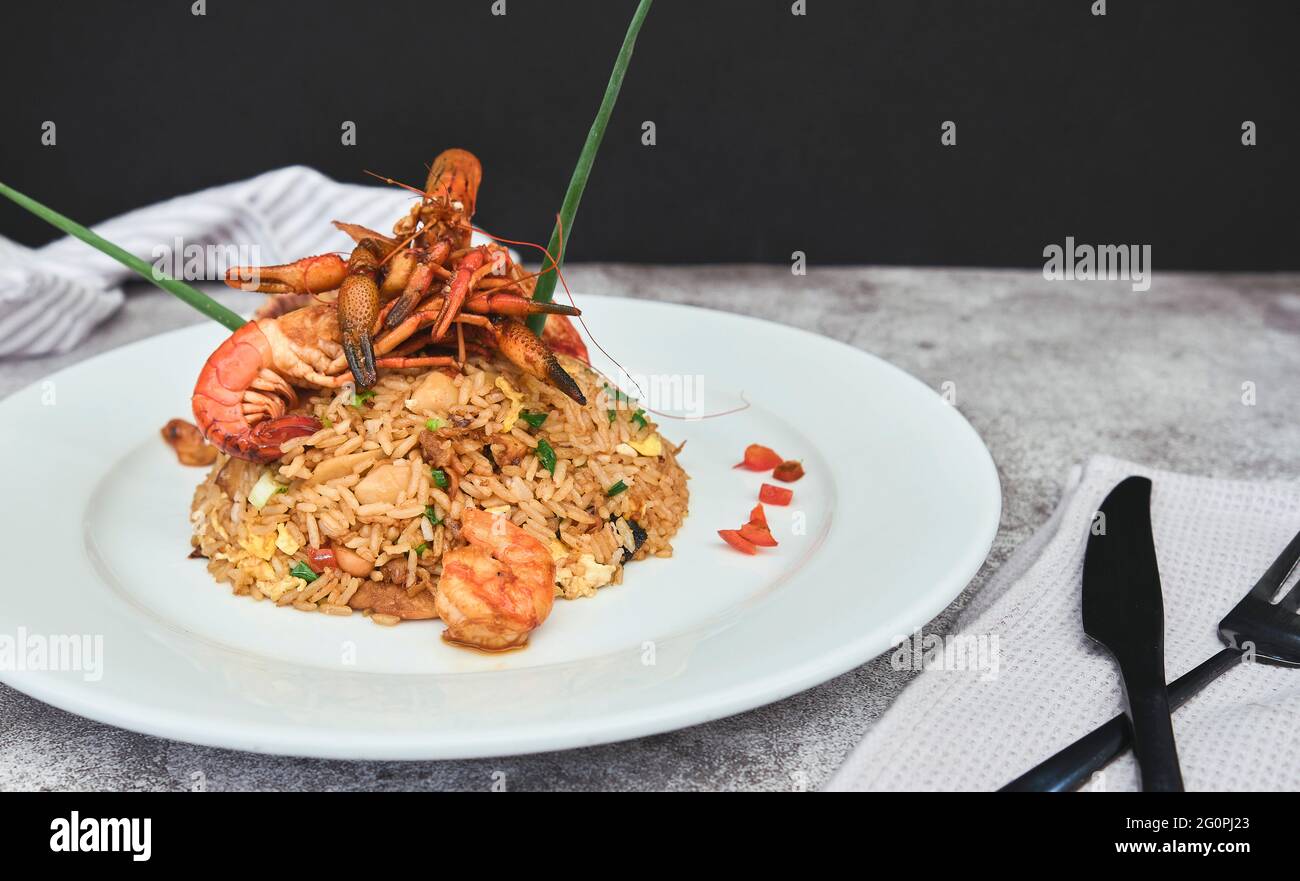 Peruvian food: called "Arroz chaufa" with seafood, fried rice, shrimp ...