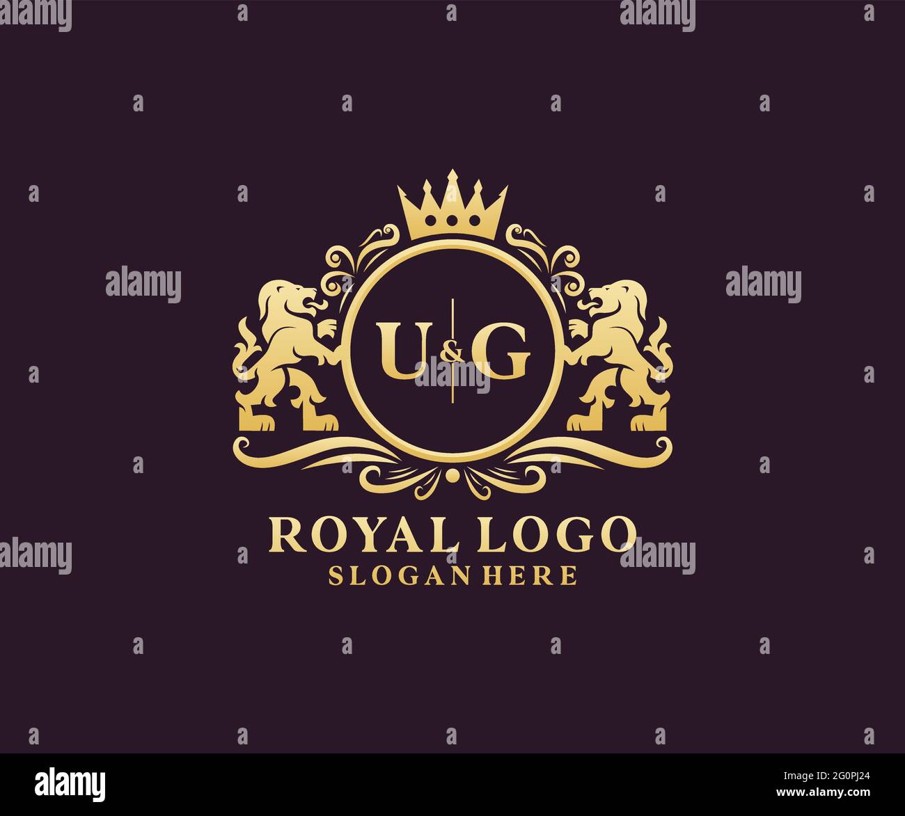 UG Letter Lion Royal Luxury Logo template in vector art for Restaurant ...