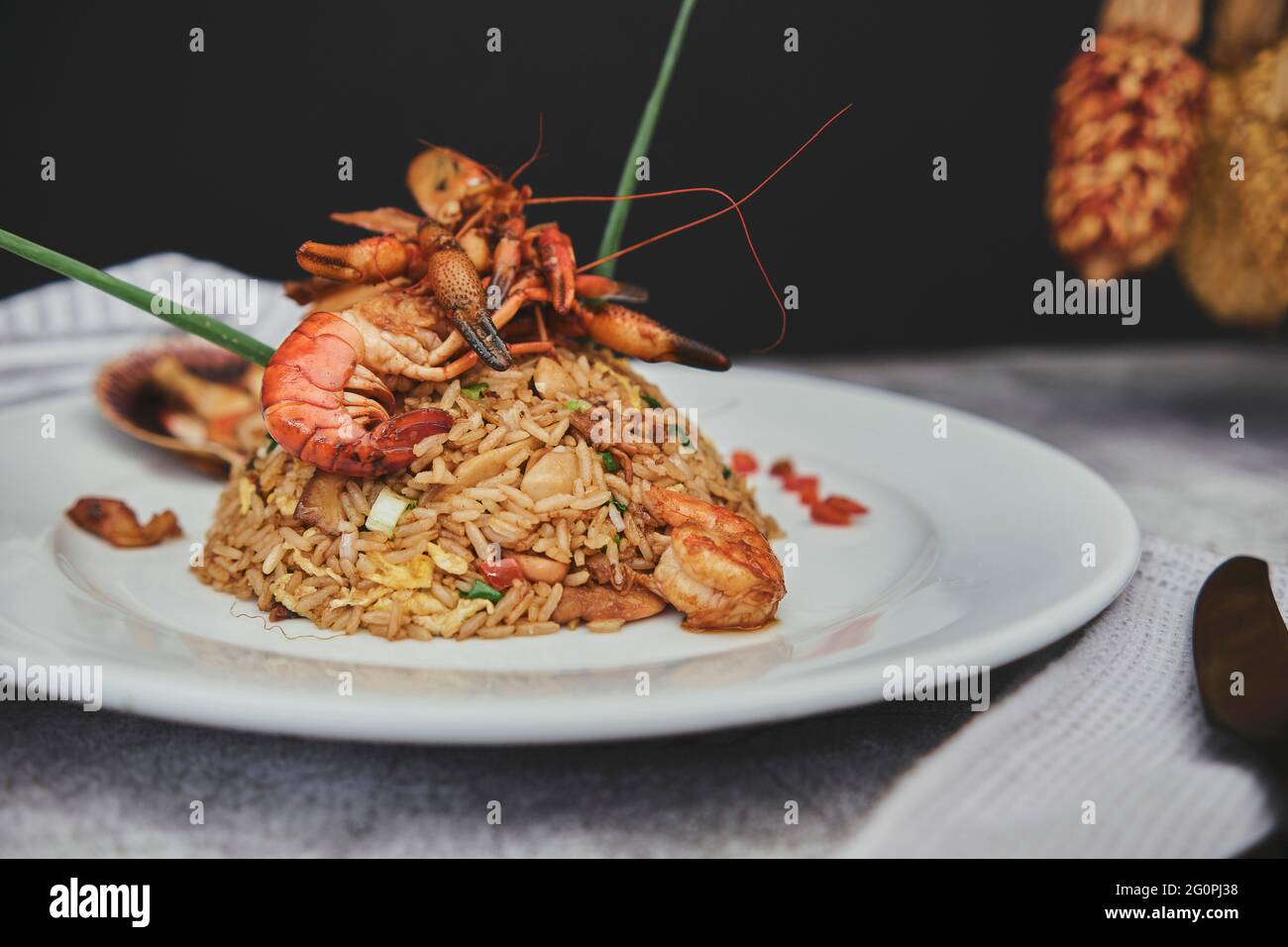 Peruvian food: called "Arroz chaufa" with seafood, fried rice, shrimp ...