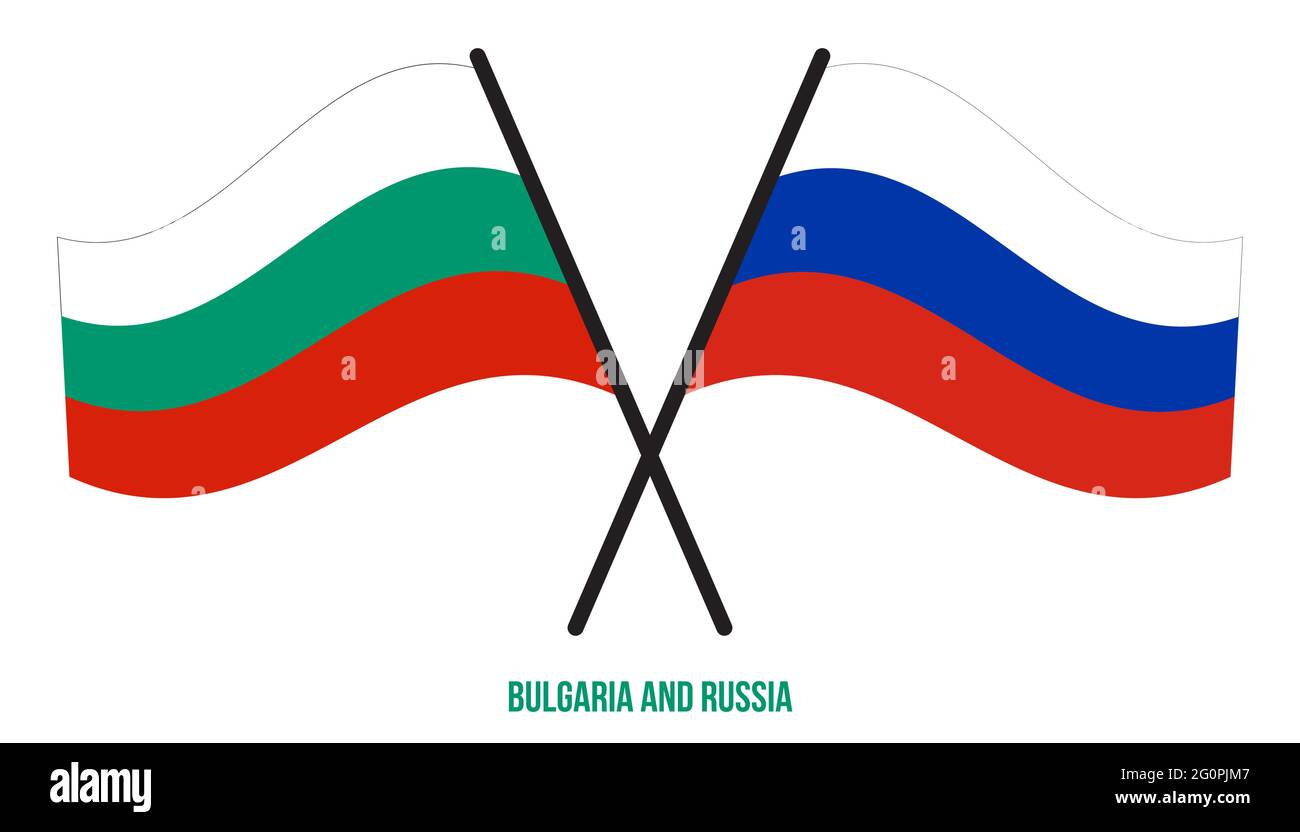 Bulgaria and Russia Flags Crossed And Waving Flat Style. Official ...