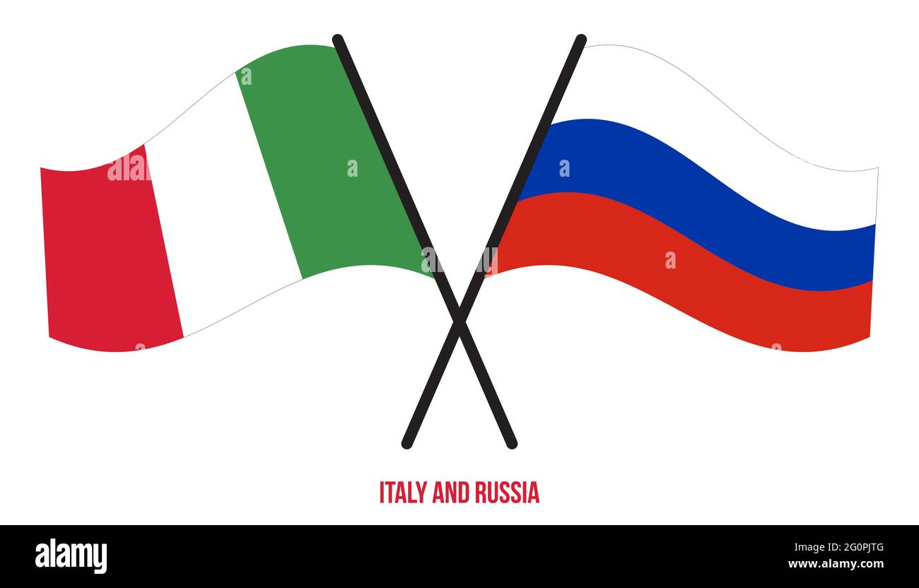 Italy and Russia Flags Crossed And Waving Flat Style. Official ...
