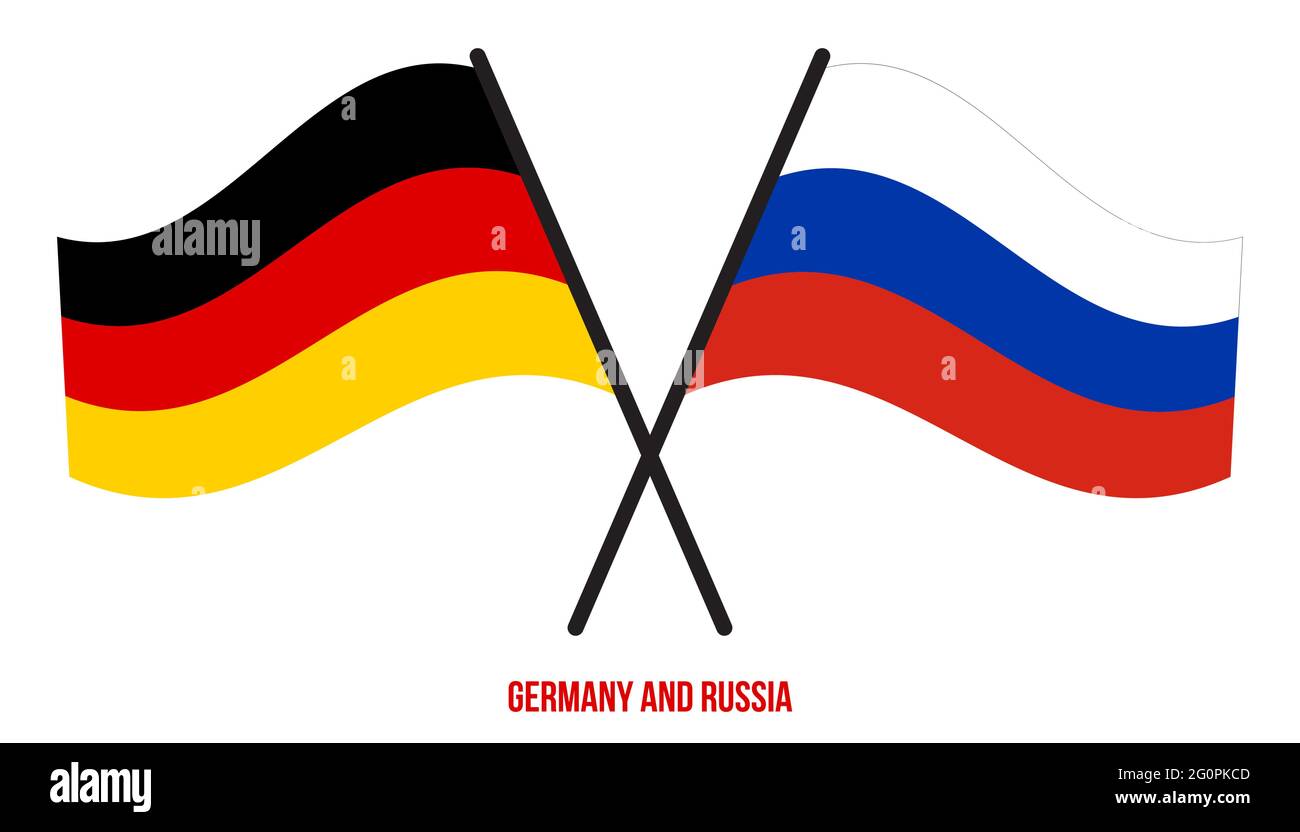 Germany and Russia Flags Crossed And Waving Flat Style. Official ...