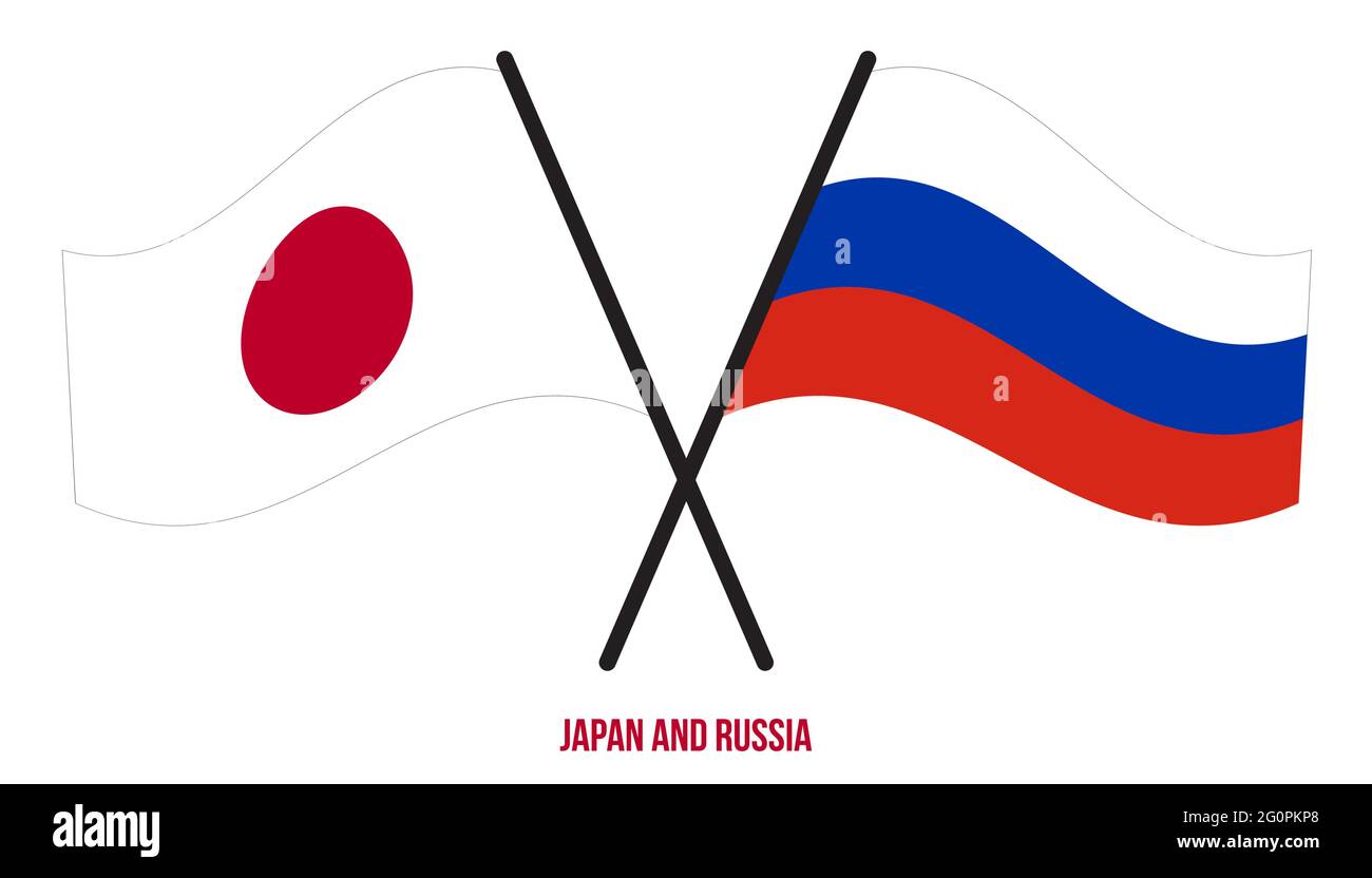 Japan and Russia Flags Crossed And Waving Flat Style. Official ...