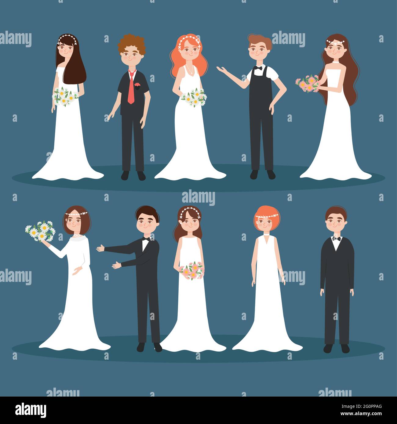 happy brides and grooms set design Stock Vector Image & Art - Alamy