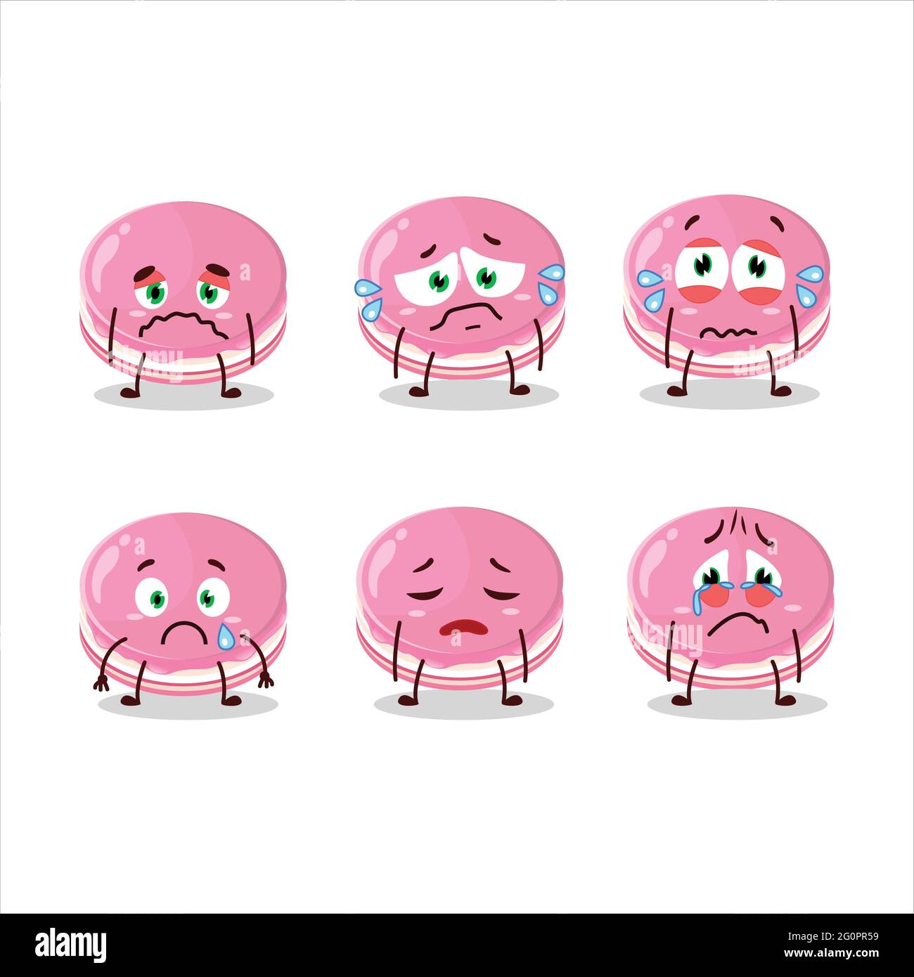 Strawberry dorayaki cartoon character with sad expression. Vector ...