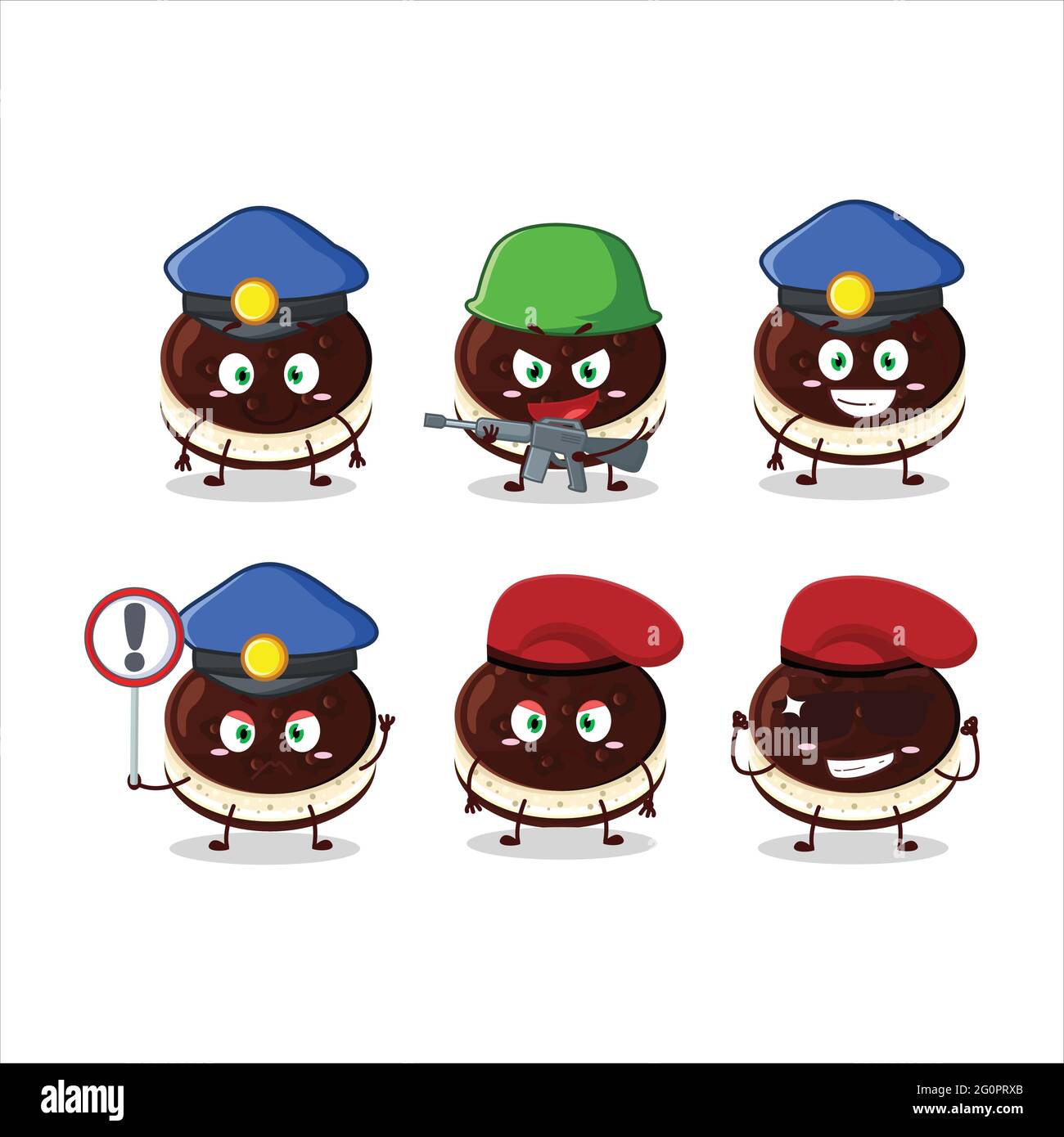 A dedicated Police officer of chocolate dorayaki mascot design style ...