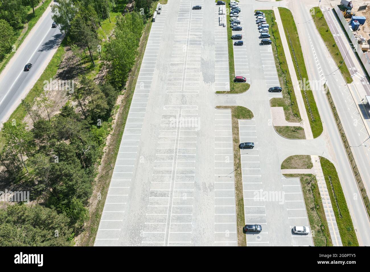 aerial view of empty large outdoor parking lot in suburb area Stock ...
