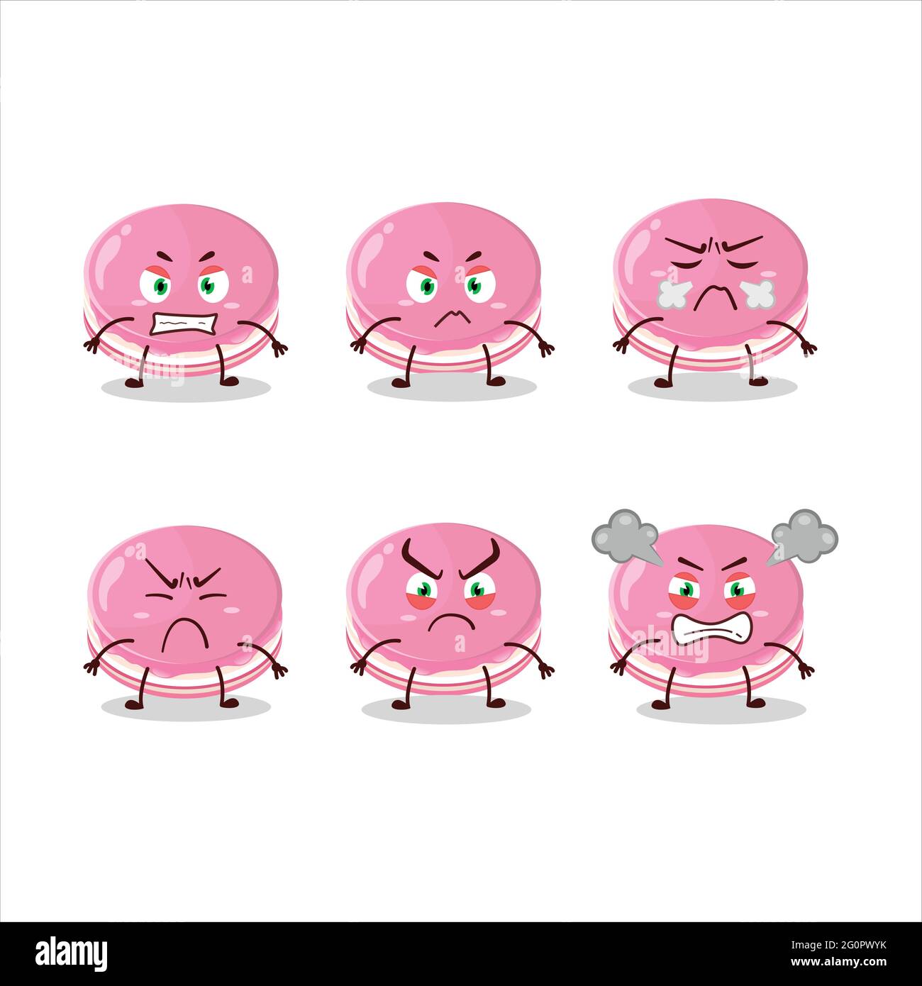 Strawberry dorayaki cartoon character with various angry expressions ...