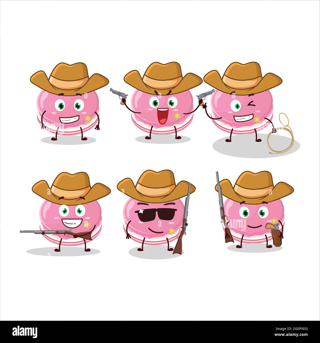 Cool cowboy strawberry dorayaki cartoon character with a cute hat ...