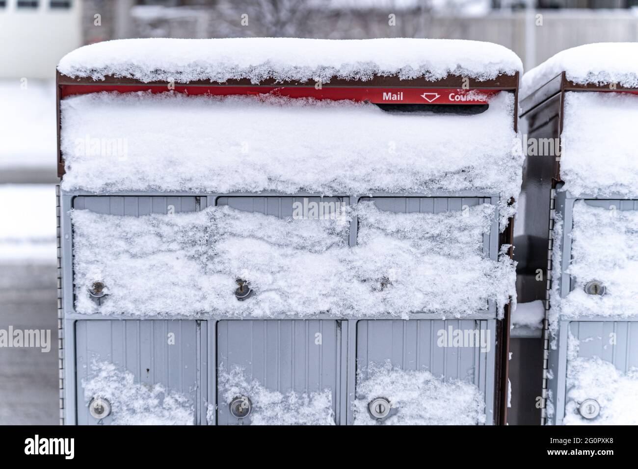 6 March 2021 - Calgary Alberta - Canada Post Residential postal boxes ...